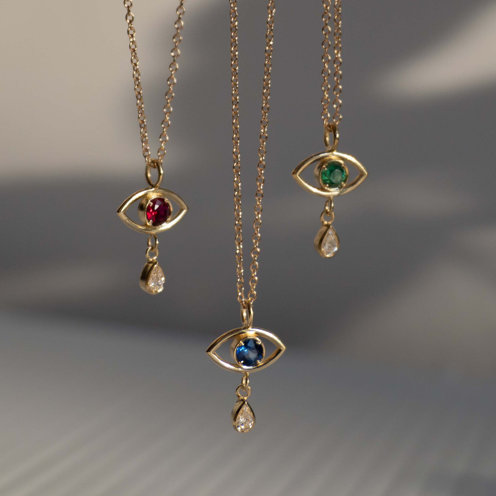 Evil Eye Teardrop Necklace - 14K Yellow Gold | Futaba Hayashi