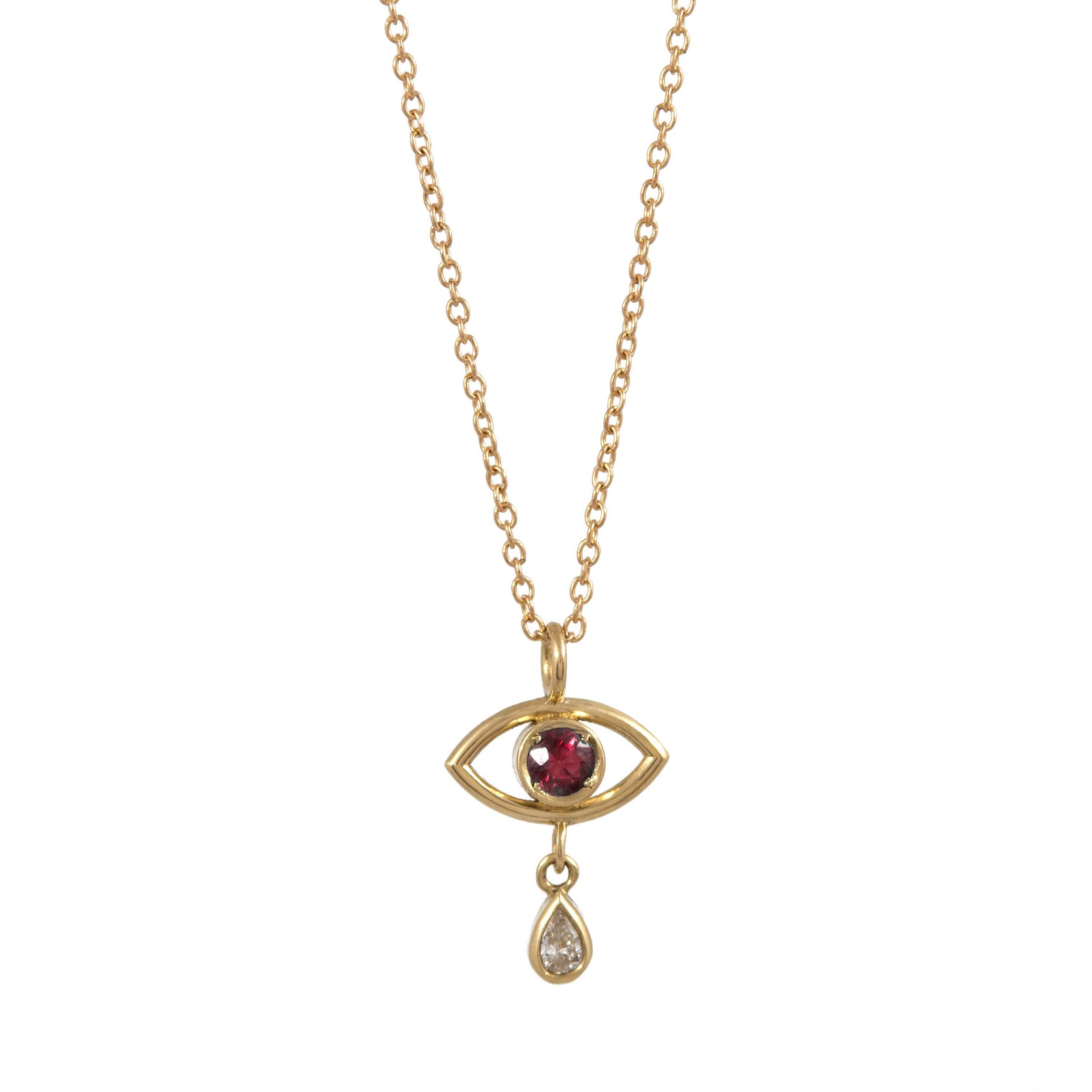 Evil Eye Teardrop Necklace - 14K Yellow Gold | Futaba Hayashi